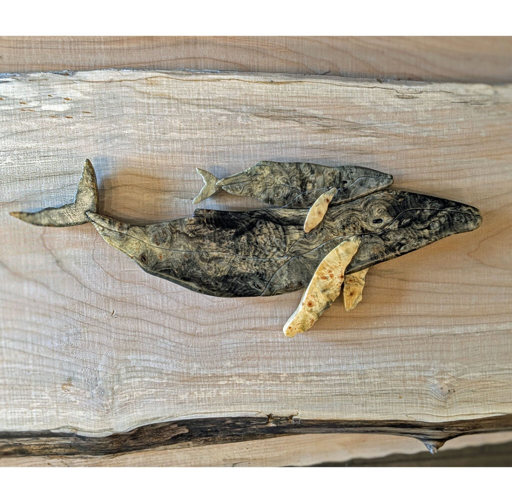 SOLD: "Humpback Whale and Calf" Intarsia - Forest Gems Gallery